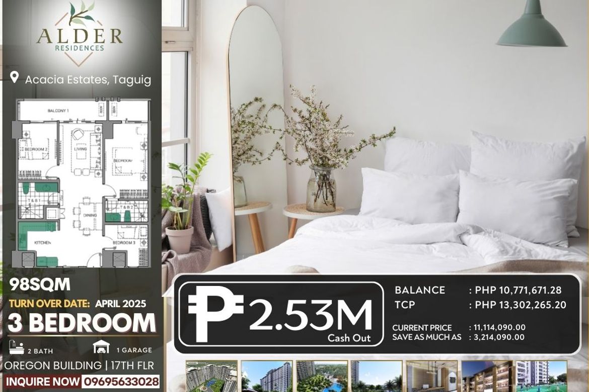 DMCI Rush Sale 3 BEdroom Combined Condo house with parking in Alder Residences Taguig near ...